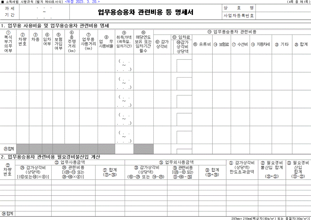 개인사업자 업무용승용차 비용처리 방법 유의사항 총정리 네이버 블로그